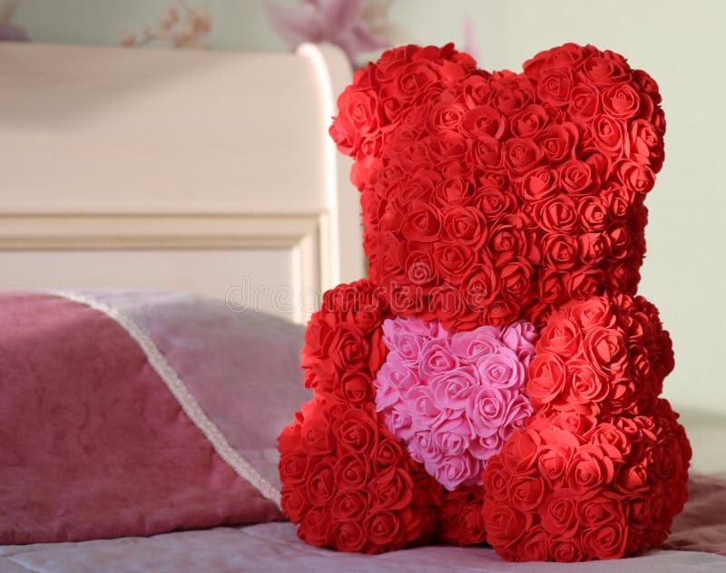 Bear of roses with heart stock photo. Image of roses - 170507192