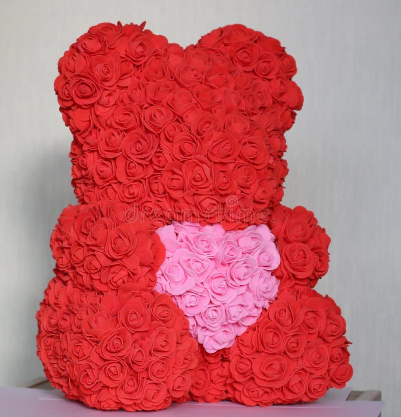 Bear of roses with heart stock photo. Image of bear - 170507506