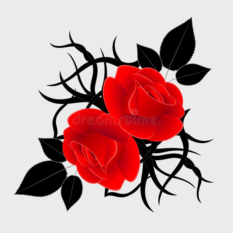 Red Rose with Thorns, Design Element. Stock Vector - Illustration of ...