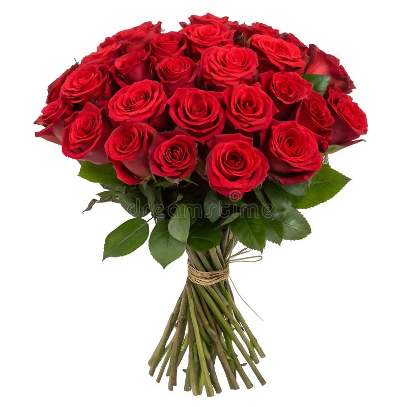 Red Rose Bouquet Isolated on White Background Stock Illustration ...