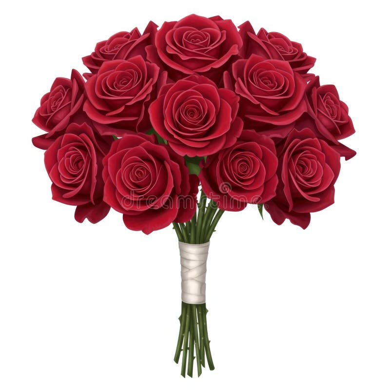 Red Rose Bouquet: a Romantic Floral Arrangement Stock Illustration ...