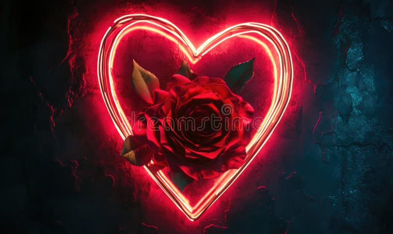 Red Heart Rose Center Neon Sign Stock Photos - Free & Royalty-Free ...