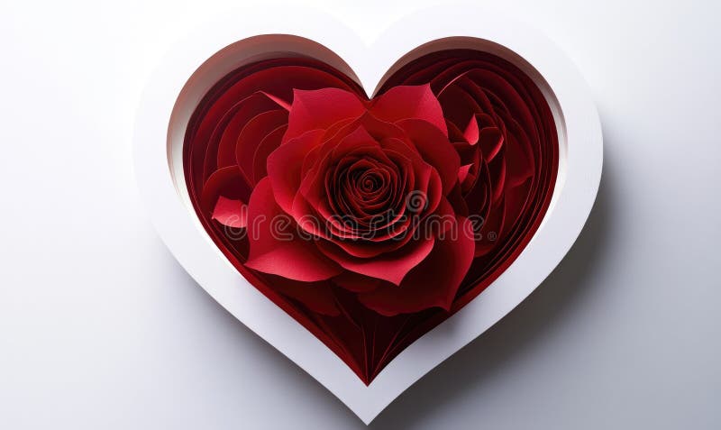 A Red Rose is in the Center of a Heart Shape Stock Image - Image of ...