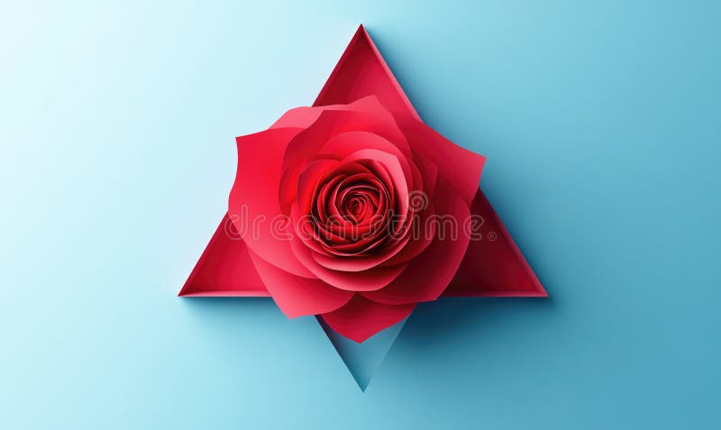 A Red Rose is in the Center of a Triangle Stock Illustration ...