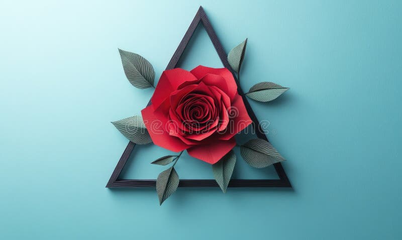 A Red Rose is in the Center of a Triangle Stock Photo - Image of gift ...