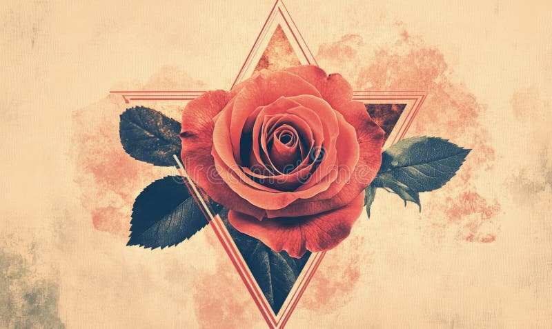 A Red Rose is in the Center of a Triangle Stock Image - Image of ...