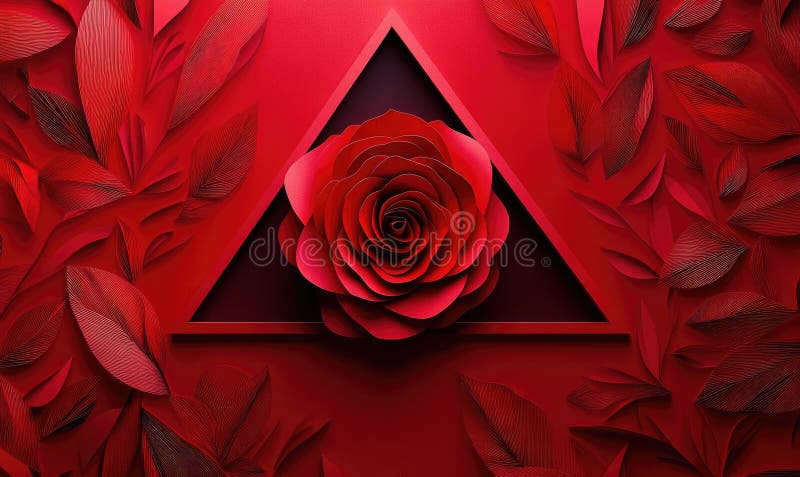 A Red Rose is in the Center of a Triangle Stock Image - Image of plant ...