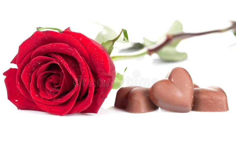 Red rose and chocolate stock image. Image of dessert - 17696973