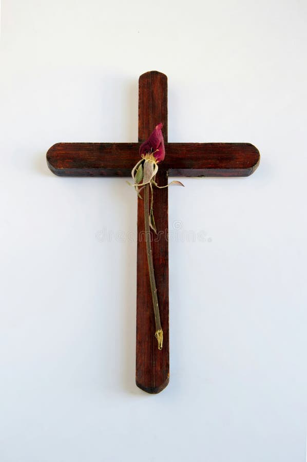 Red rose on a cross stock photo. Image of rose, jesus - 50342506