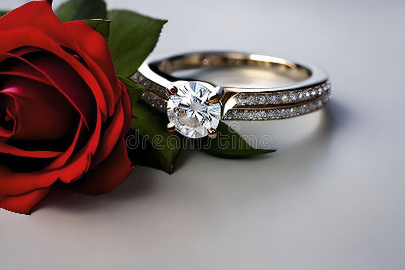 Red Rose and Diamond Ring are Romantic Symbols Stock Illustration ...