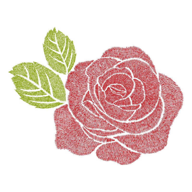 Red Rose Embroidery Artwork Design for Clothing, Isolated Flower Stock ...