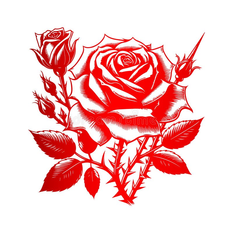 Red Rose Flower Icon Set stock vector. Illustration of organ - 352346948