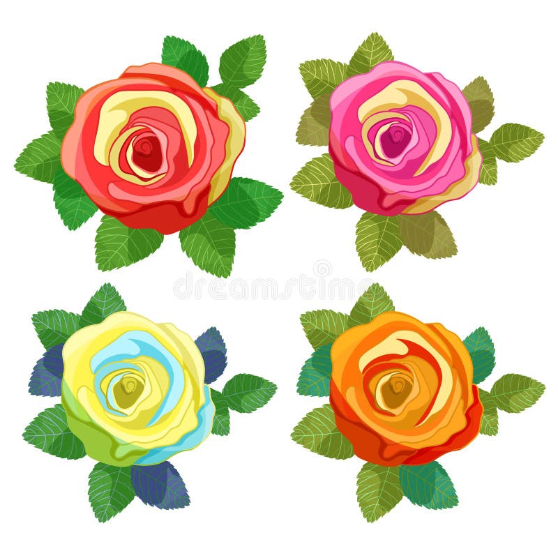 Red Rose Flower with Leaves. Vector Illustration Stock Vector ...