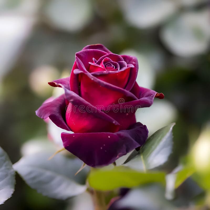 Red Rose Flower in the Morning Blossoming Stock Image - Image of shrub ...