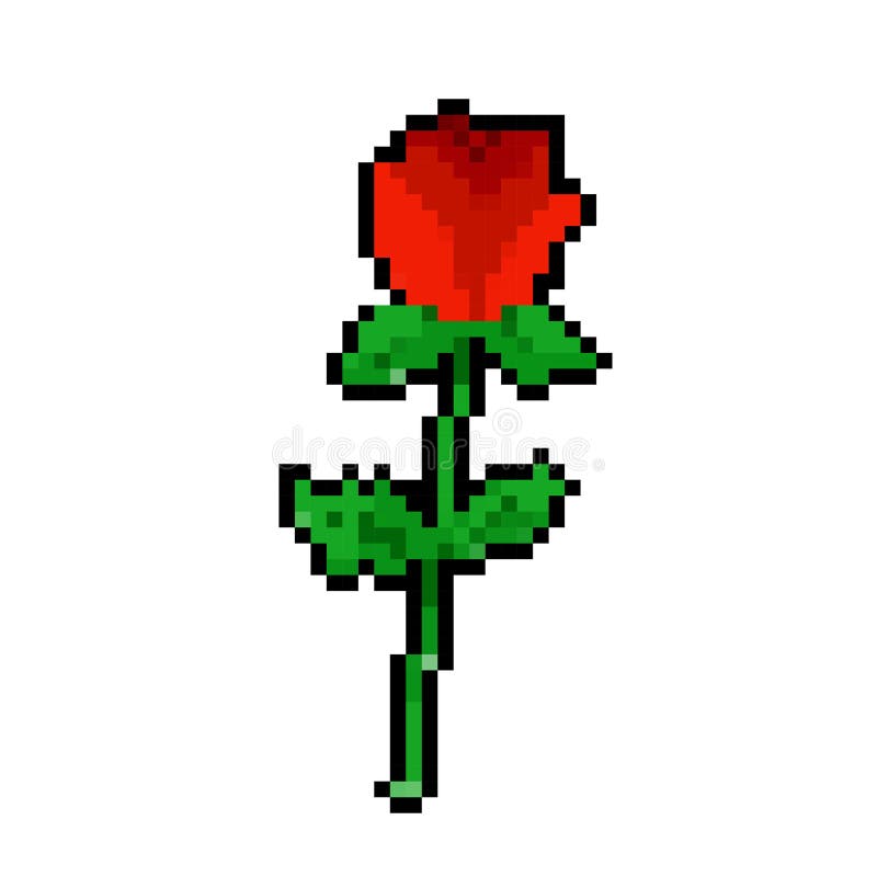 Red Rose Pixel Retro Art Styled Vector Illustration Stock Vector ...