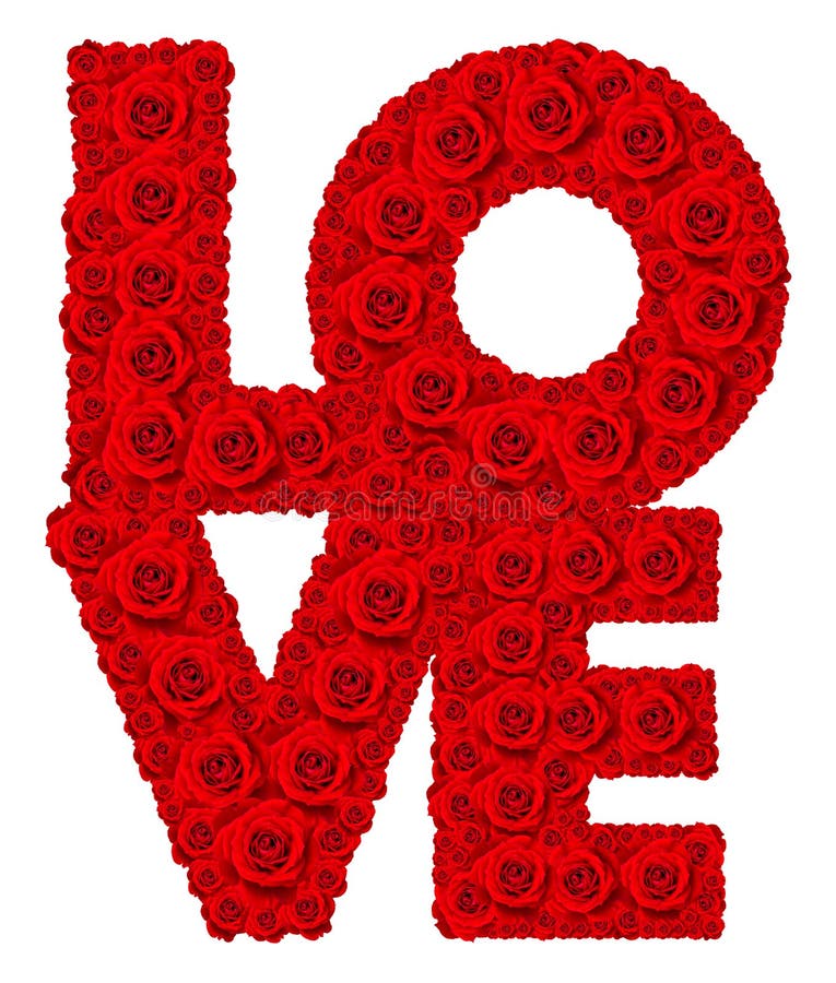 Red Rose Flower Set Word Love Isolated Stock Photos - Free & Royalty ...