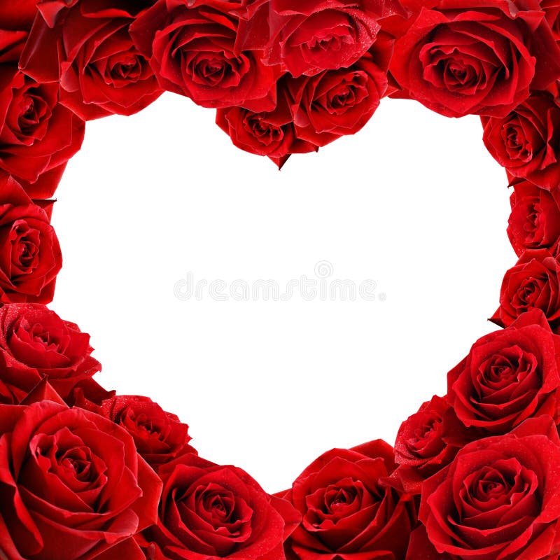 Red Rose Flowers Heart Shape Frame Stock Photo - Image of love, shape ...