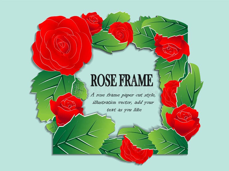 A Red Rose Frame Paper Cut Style Stock Vector - Illustration of frame ...