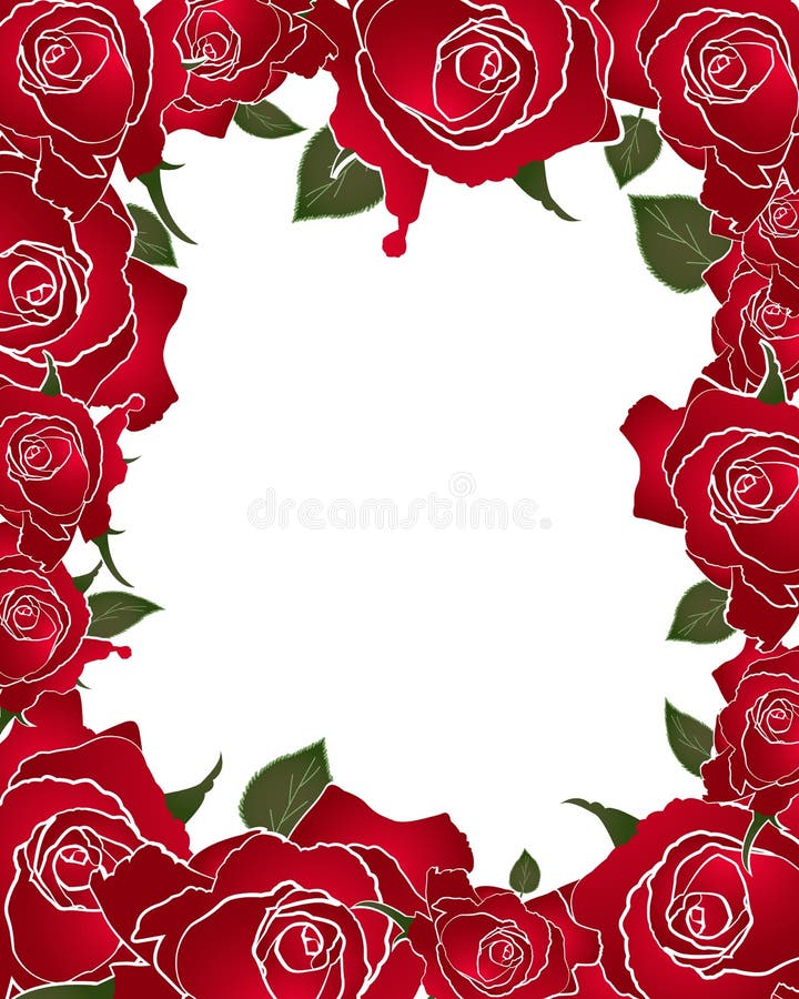 Red Rose Frame Vector Illustration Stock Vector - Illustration of plant ...
