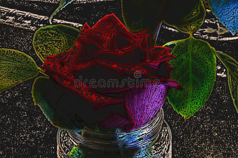 Red Rose in a Glass Vase on a Grunge Background. Stock Image - Image of ...
