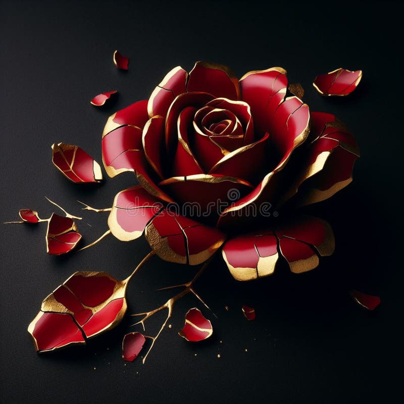 Red Rose with Gold on a Black Background Stock Illustration ...