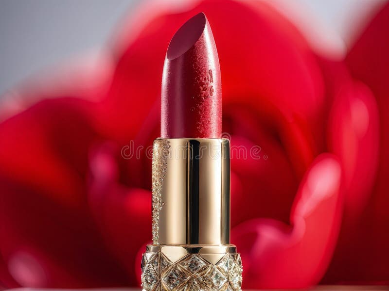 Red Rose with Gold Lipstick and Glitter Stock Illustration ...