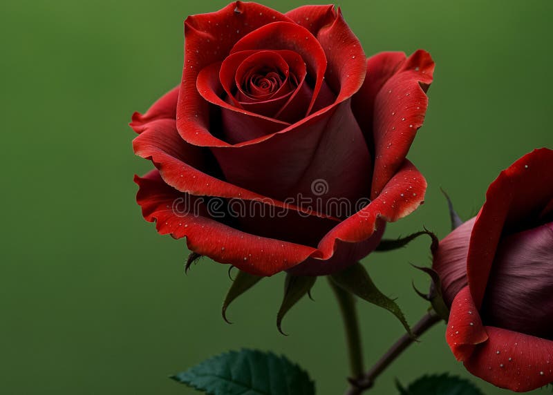 Red Rose with Green Background. Generative AI Stock Illustration ...