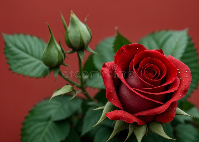 Red Rose with Green Background. Generative AI Stock Illustration ...