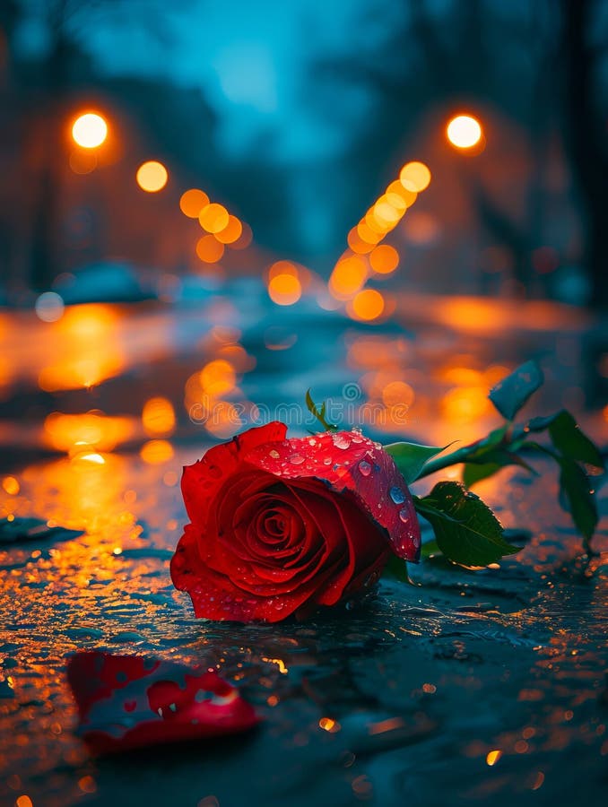 A red rose on the ground stock photo. Image of flower - 326835374