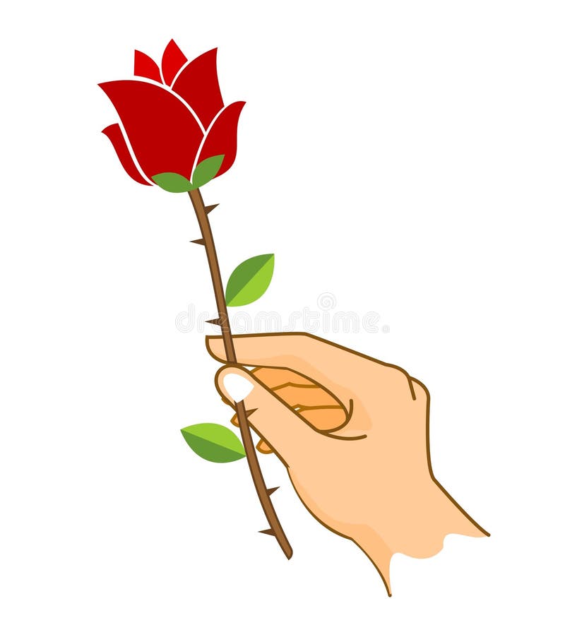 Red rose in hand stock vector. Illustration of people - 176280175