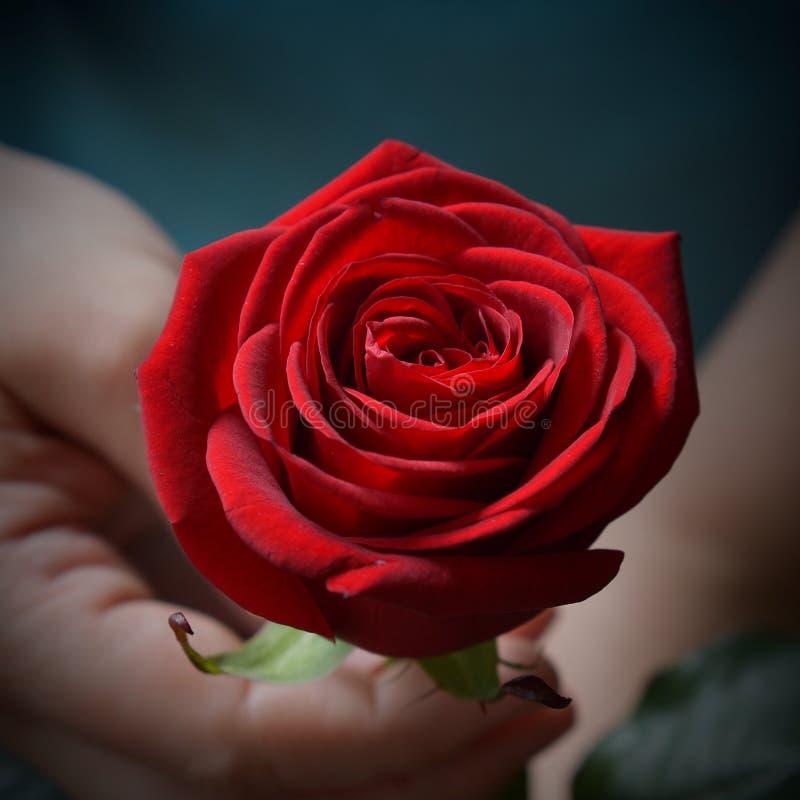 Red rose in hands stock photo. Image of people, devotion - 51147974