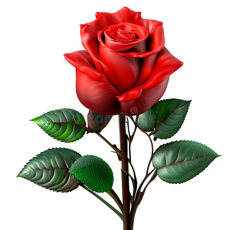 A Red Rose Has Sharp Branches, Leaves and Thorns Stock Photo ...