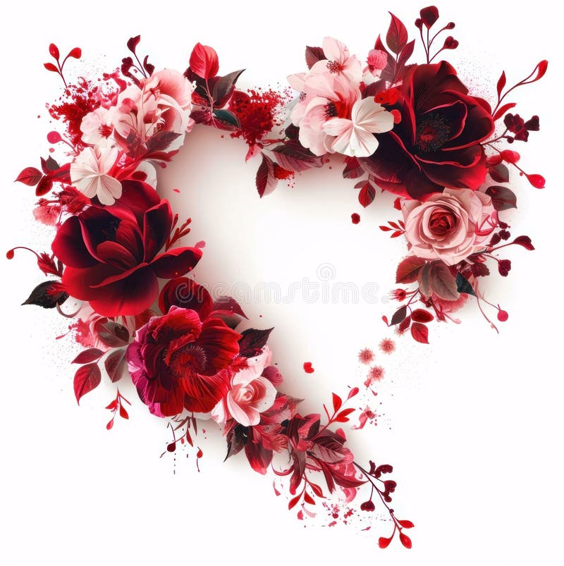 Red Rose with Heart Heart with Roses Heart of Roses Stock Illustration ...