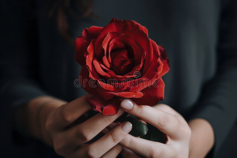 A Red Rose Held between Hands AI Generated Stock Illustration ...