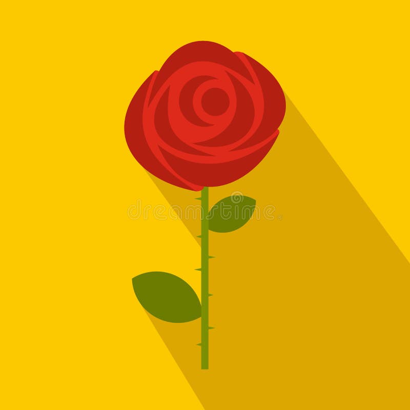 Red Rose Icon in Flat Style Stock Vector - Illustration of flat, floral ...