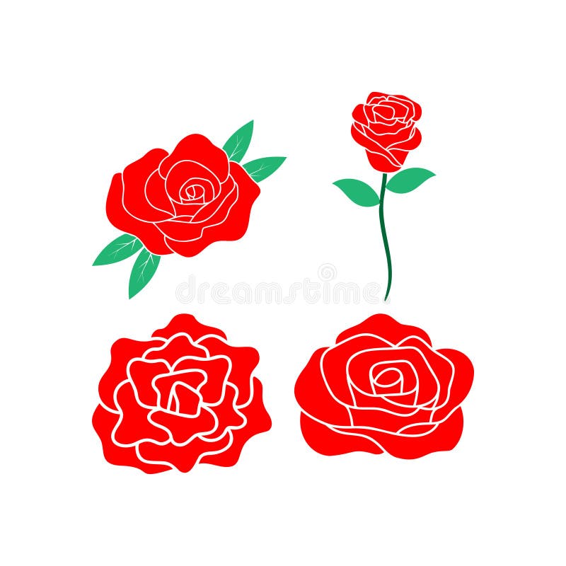 Red Rose Icon Set Design Illustration Vector Stock Vector ...