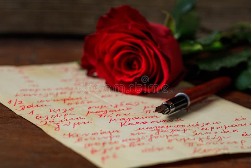 Vintage Handwritten Page Red Ink Pen Stock Photos - Free & Royalty-Free ...