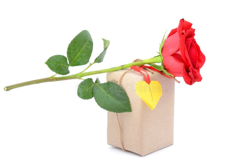 A red rose and parcel stock photo. Image of blossom, beautiful - 30241684