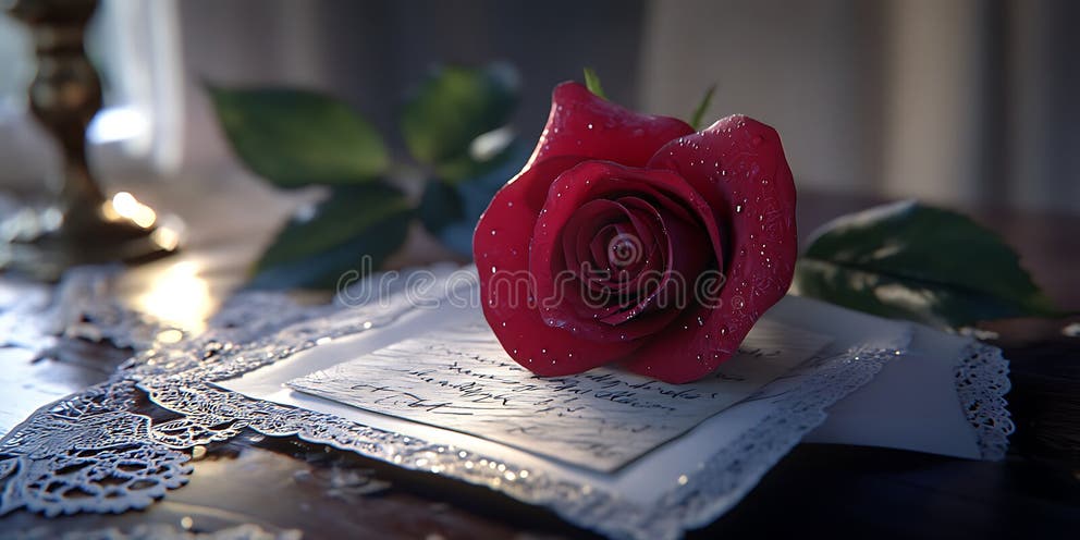 Red Rose Lace Romantic Image Stock Illustration - Illustration of soft ...