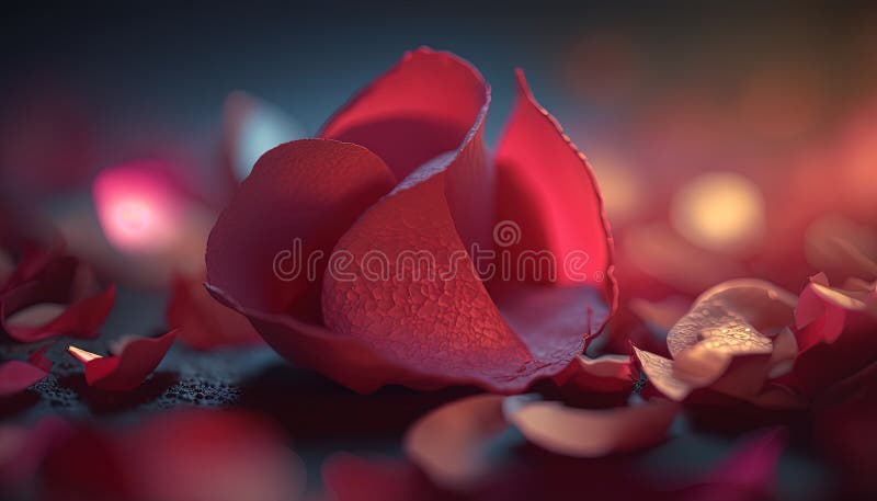 A Red Rose is Laying on the Ground with Petals Scattered Around it ...