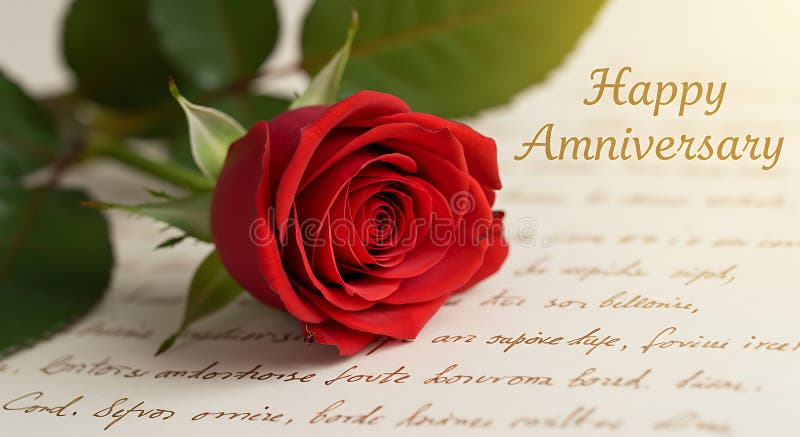 Red Rose on Letter Background Celebrating Anniversary Stock ...