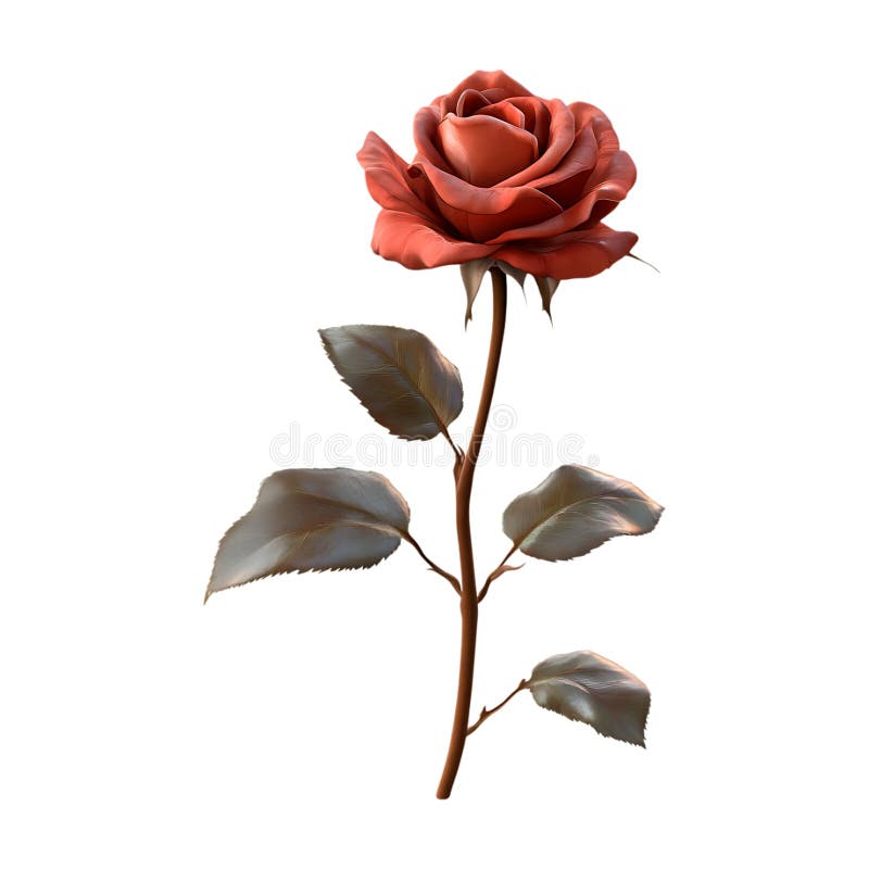 Red Rose LowPoly 3D Render Botanical Illustration Floral Design Element ...