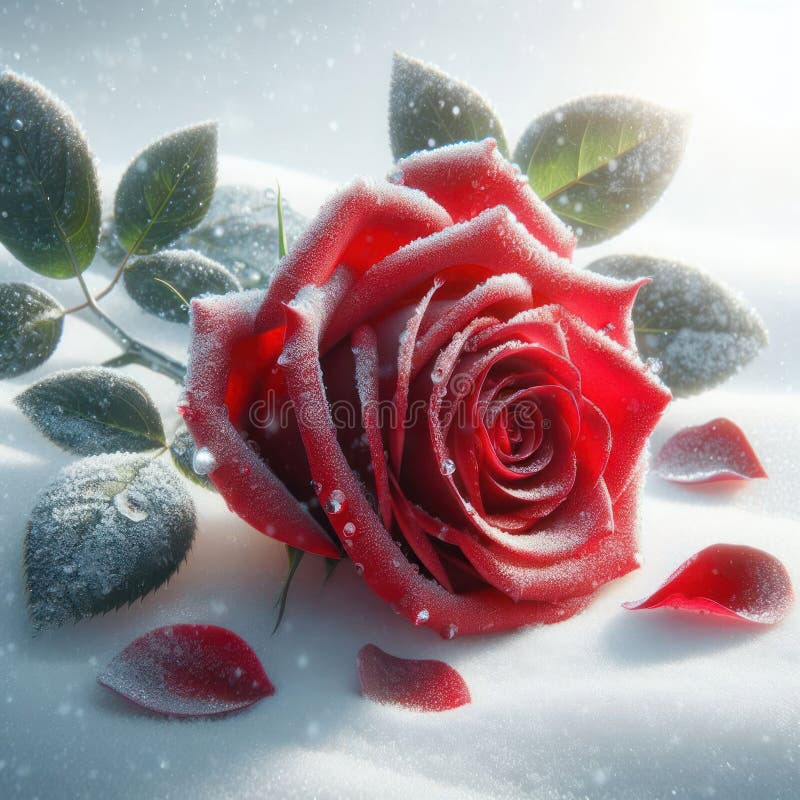 A Red Rose Lying on the Snow. Stock Image - Image of fresh, winter ...