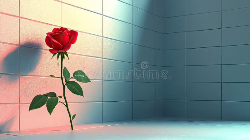 Red Rose in a Modern Corner, Minimalist Still Life, Studio Setting ...