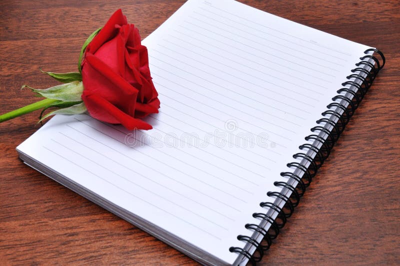 Red rose and notepad stock image. Image of card, message - 48902735