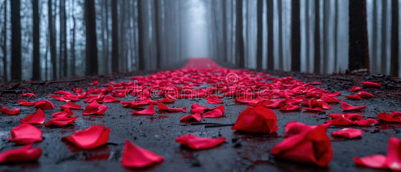 Red Rose Path stock photo. Image of dark, path, mystery - 376748412