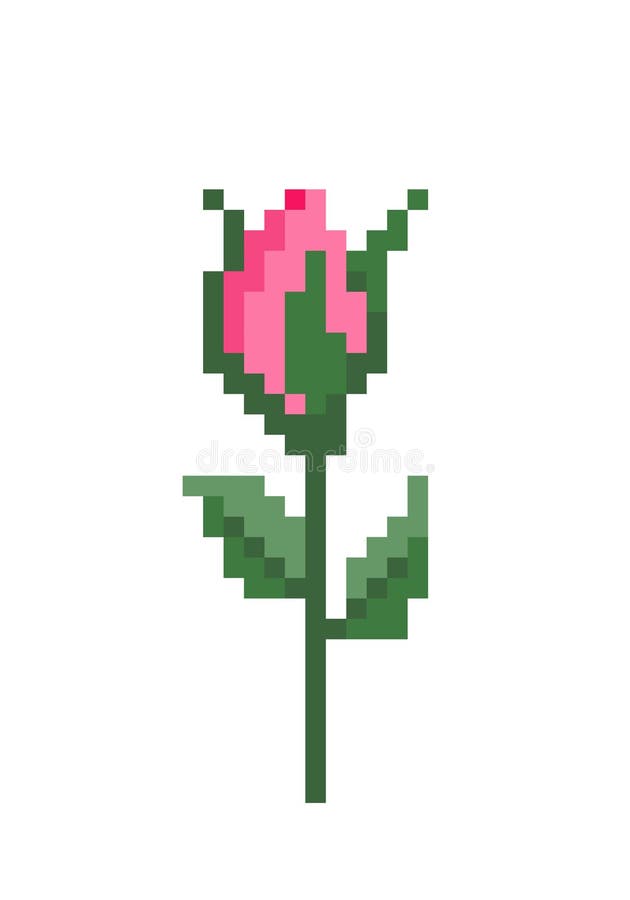 Rose Pattern. Pixel Rose Flower Image. Pixel Art Vector Illustration ...