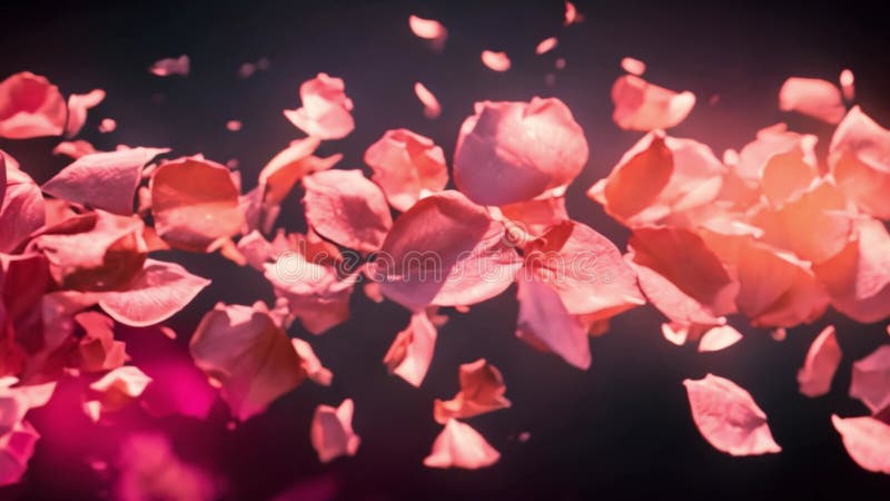 Red Rose Petals Falling Against Black Background Stock Video - Video of ...