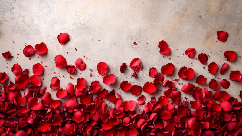 Red Rose Petals Scattered on Grey Background Stock Illustration ...