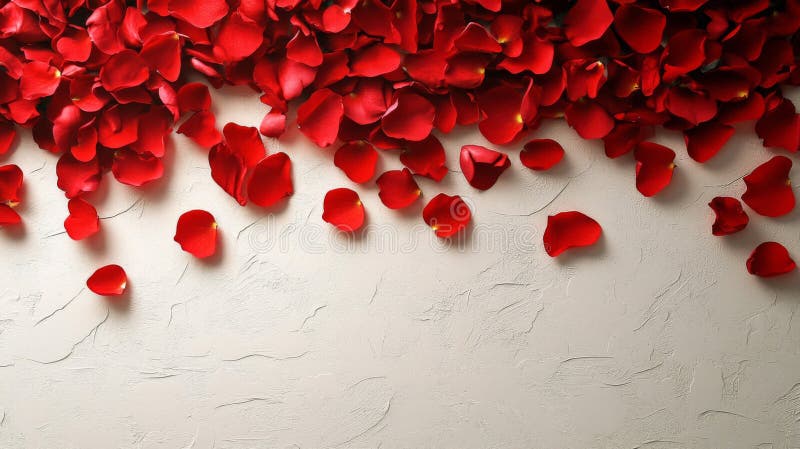 Red Rose Petals Scattered on Light Grey Background Stock Illustration ...